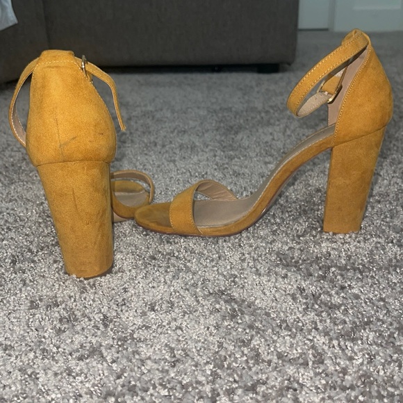 Shoes | Suede Mustard Block Heels | Poshmark
